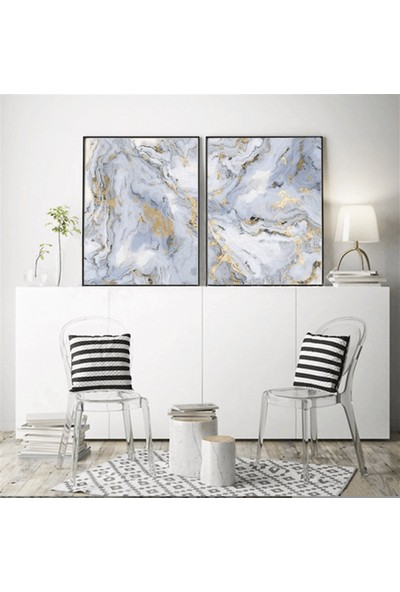 Tablo Plus Gold Marble Effect 2'li Yağlı Boya Dokulu Tablo 75CM x 100CM Gold Tablo Plus Gold Marble Effect 2'li Yağlı Boya Dokulu Tablo 75CM x 100CM Gold