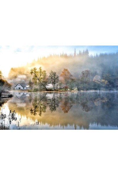 Tablo Plus Lake Village Yağlı Boya Dokulu Tablo 100CM x 150CM Siyah