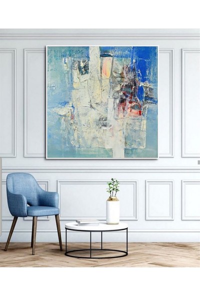Tablo Plus Blue Abstract Yağlı Boya Dokulu Tablo 100CM x 150CM Çerçevesiz Tablo Plus Blue Abstract Yağlı Boya Dokulu Tablo 100CM x 150CM Çerçevesiz