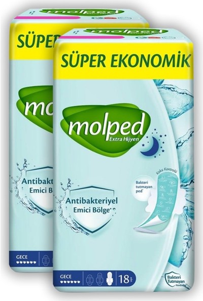 Molped Extra Hijyen Antibakteriyel Ped 2 Paket 18'li Molped Extra Hijyen Antibakteriyel Ped 2 Paket 18'li