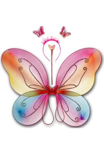Süsle Bebek & Parti Kelebek Kanat, Asa ve Taç 3'lü Set - Rainbow Süsle Bebek & Parti Kelebek Kanat, Asa ve Taç 3'lü Set - Rainbow