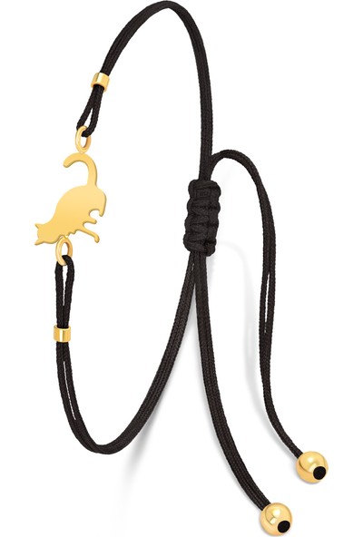 Fay Yamaner 14 Ayar Altın Kedi Ipli Bileklik