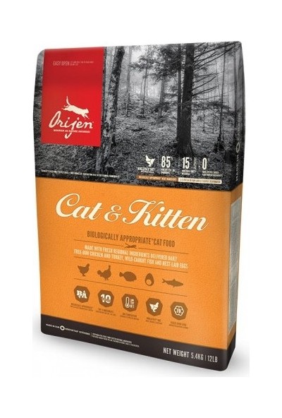 Orijen Kitten Tahılsız Yavru ve Yetişkin Kedi Maması 17 kg Orijen Kitten Tahılsız Yavru ve Yetişkin Kedi Maması 17 kg