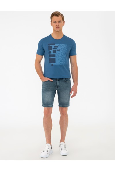 Pierre Cardin Koyu Mavi Standart Fit Denim Bermuda 50235749-VR032 Pierre Cardin Koyu Mavi Standart Fit Denim Bermuda 50235749-VR032