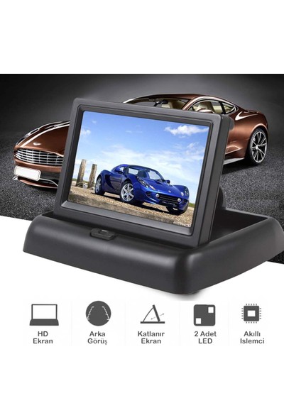 Carmaniaks Araç Geri Görüş Kamerası Ekranlı 4.3 Inç Tanıtımlı CRM7001