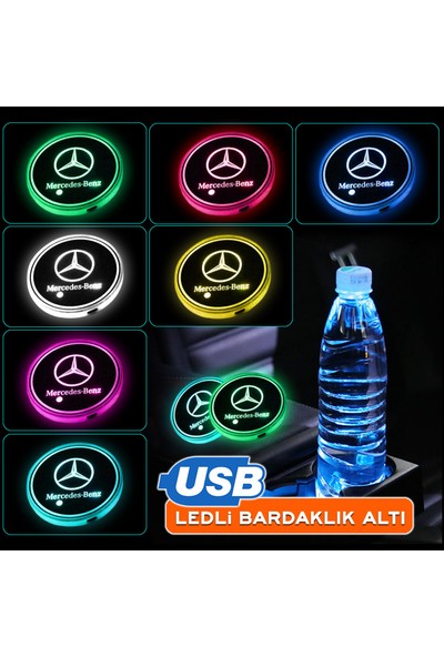 Carmaniaks Mercedes Uyumlu Ledli Bardaklık Altı USB Şarjlı Carmaniaks Mercedes Uyumlu Ledli Bardaklık Altı USB Şarjlı
