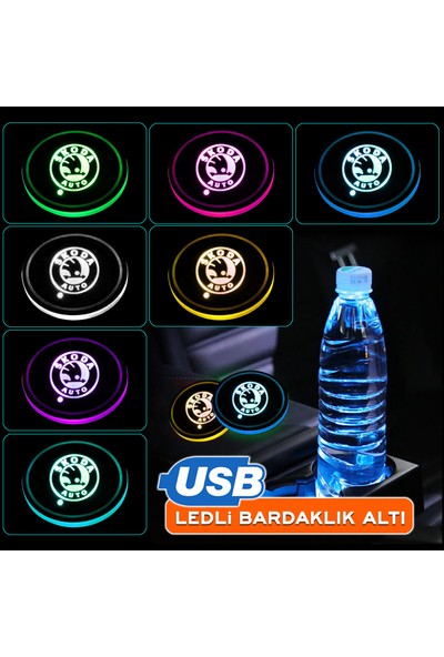 Carmaniaks Skoda Uyumlu Led'li Bardaklık Altı USB Şarjlı Carmaniaks Skoda Uyumlu Led'li Bardaklık Altı USB Şarjlı