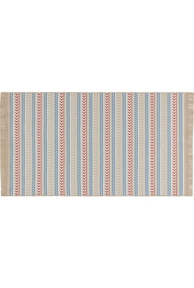 Madame Coco Calendre Saçaklı Dokuma Kilim - Bej - Mavi - 60 x 100 cm. Madame Coco Calendre Saçaklı Dokuma Kilim - Bej - Mavi - 60 x 100 cm.