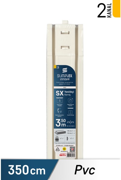 SlimFlex Innova SX Yenilikçi PVC Korniş 2-Kanallı 350 cm SlimFlex Innova SX Yenilikçi PVC Korniş 2-Kanallı 350 cm