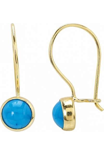 Trend Takı Mavi Firuze Altın Küpe Trend Takı Mavi Firuze Altın Küpe