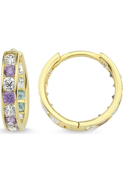 Trend Takı Mor Taşlı Halka Altın Çocuk Küpesi 1,65 Trend Takı Mor Taşlı Halka Altın Çocuk Küpesi 1,65