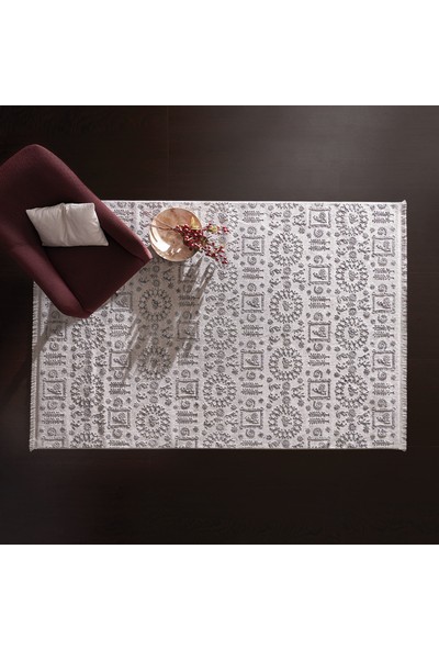 Enza Home Ornella Modern Dokuma Halı - Açık Gri 80x150 cm Enza Home Ornella Modern Dokuma Halı - Açık Gri 80x150 cm