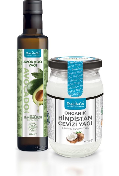 TheLifeCo Soğuk Sıkım Yağlar Paketi Avakado Yağı + Organik Hindistan Cevizi Yağı (Soğuk Sıkım, Glutensiz, Vegan) TheLifeCo Soğuk Sıkım Yağlar Paketi Avakado Yağı + Organik Hindistan Cevizi Yağı (Soğuk Sıkım, Glutensiz, Vegan)