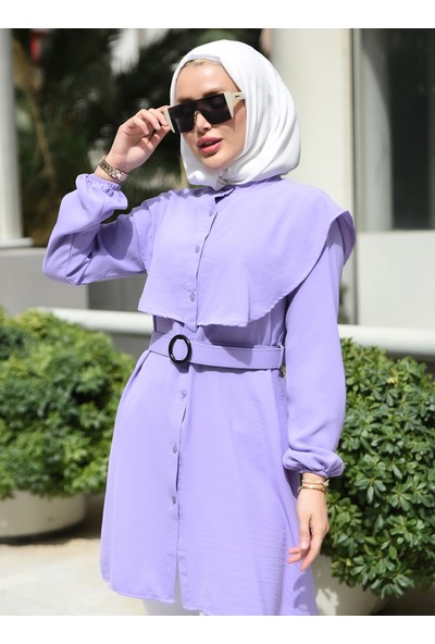 Beli Kemerli Pelerinli Aerobin Tunik - Lila - Por La Cara