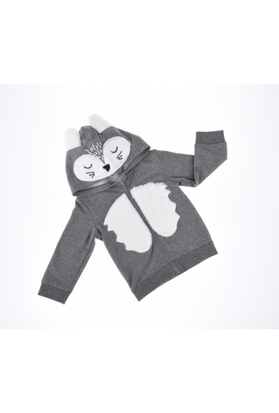 Pengim Erkek Kirpi Kulaklı Hırka-Füme