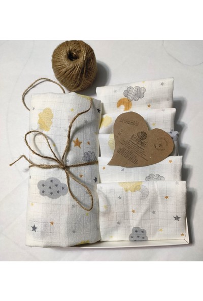 Beybinest Bulutlar Müslin Battaniye 120X100 cm Mendil 30X30 cm 5 Adet Set Beybinest Bulutlar Müslin Battaniye 120X100 cm Mendil 30X30 cm 5 Adet Set