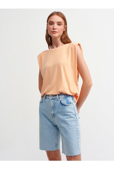 Dilvin 4407 Paçası Dikişsiz Bermuda-Mavi