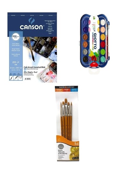 Canson Resim Defteri + Giotto Sulu Boya + Fırça Seti Canson Resim Defteri + Giotto Sulu Boya + Fırça Seti