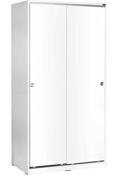 Adore 5 Raflı Ara Bölmeli Sürgülü Gardırop - Beyaz