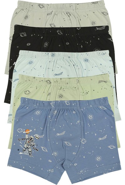 Donella 5'li Astronot Baskılı Erkek Çocuk Boxer - 751009AJ