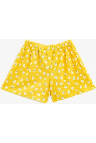 Koton Kız Çocuk Çiçekli Şort Pileli Belden Bağlamalı