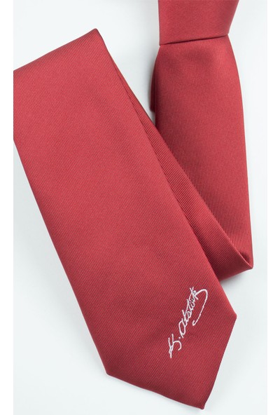 Gaffy Kırmızı Renk Atatürk Imzalı Kravat