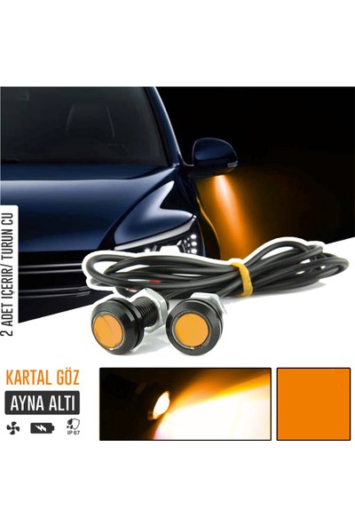 C9 Ayna Altı Kartal Göz 2'li LED - Turuncu