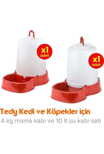 VİXPET Tedy Kedi ve Köpekler Için 4 kg Mama Kabı ve 10 Litre Su Kabı Seti VİXPET Tedy Kedi ve Köpekler Için 4 kg Mama Kabı ve 10 Litre Su Kabı Seti