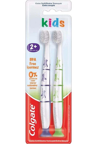 Colgate Kids 2+ Yaş Yapışkan Tabanlı Çocuk Diş Fırçası 2'li Extra Soft Kadın Colgate Kids 2+ Yaş Yapışkan Tabanlı Çocuk Diş Fırçası 2'li Extra Soft Kadın