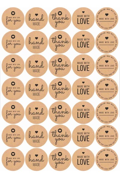 Walldeco 70 Adet Thank You-Hand Made Etiket, 10 Farklı Tasarım Stıcker Walldeco 70 Adet Thank You-Hand Made Etiket, 10 Farklı Tasarım Stıcker
