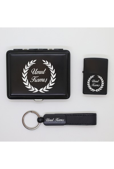 Ada Lazer Kişiye Özel Metal Sigara Kutusu, Zippo Çakmak ve Anahtarlık Seti - 3 Ada Lazer Kişiye Özel Metal Sigara Kutusu, Zippo Çakmak ve Anahtarlık Seti - 3