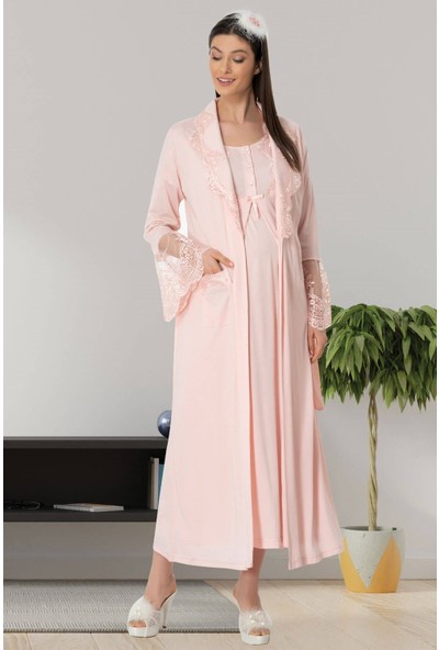 Şık Mecit Sabahlıklı Lohusa Gecelik Takım