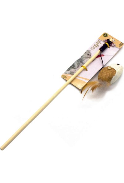 Catlife Kediler Için Naturel Tüylü Fare Zilli Olta