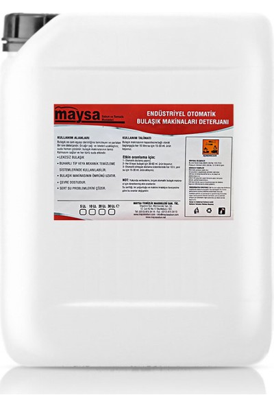 MAYSA Endüstriyel Bulaşık Makinesi Deterjanı 20 kg