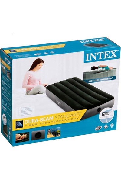Vardem Oyuncak 64106IKY Intex Dura-Beam Tek Kişilik Şişme Yatak Yeşil - Gri