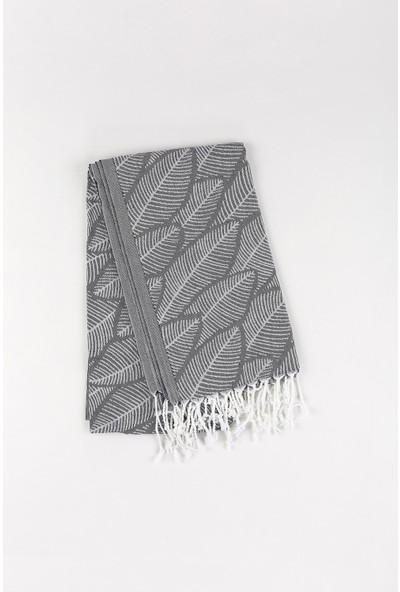 Rosa Bianca Gri Yaprak Jakarlı Pamuk Peştemal