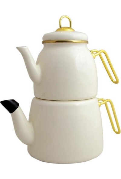 Paçi Elite Class Emaye Krem Çaydanlık Paçi Elite Class Emaye Krem Çaydanlık