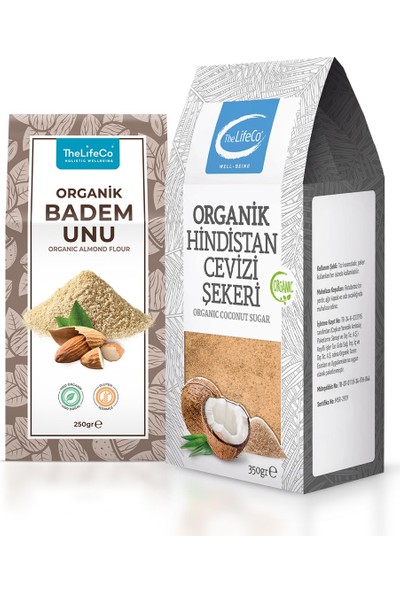 TheLifeCo Thelifeco Organik Badem Unu 250 gr + Thelifeco Organik Hindistan Cevizi Şekeri 300 gr
