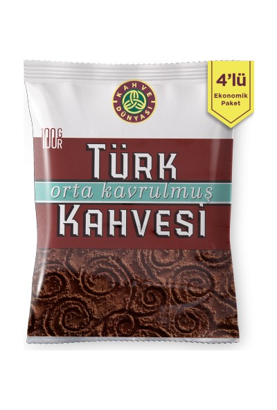 Kahve Dünyası Orta Kavrulmuş Türk Kahvesi 4 Paket x 100 gr Kahve Dünyası Orta Kavrulmuş Türk Kahvesi 4 Paket x 100 gr