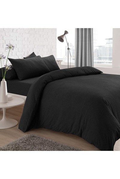 Laliva Siyah Siyah Tek Kişilik Nevresim Takımı Ranforce Doğal Pamuk