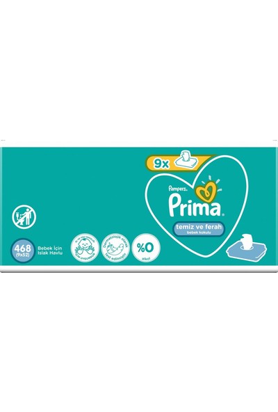Prima Islak Havlu Mendil Fresh 9X52 468 Yaprak Prima Islak Havlu Mendil Fresh 9X52 468 Yaprak
