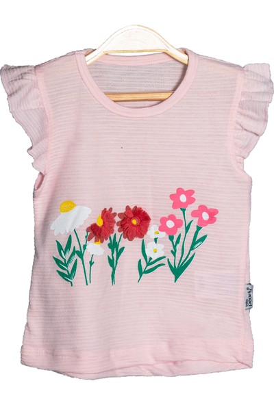 Babypearly Baby Pearly Çiçek Baskılı Tshirt-Somon