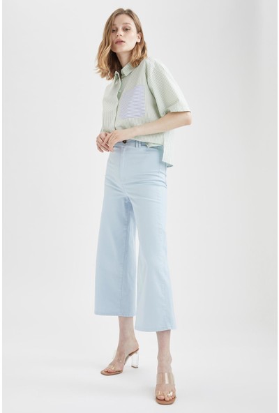 Defacto Geniş Paça Yüksek Bel Kapri Pantolon U0441AZ21SP Defacto Geniş Paça Yüksek Bel Kapri Pantolon U0441AZ21SP