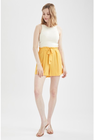 Defacto Paper Bag Yüksek Bel Kuşak Detaylı Bermuda Şort U9830AZ21SM