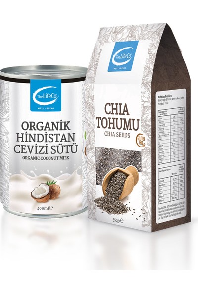 TheLifeCo TheLifeCo Chia 350 gr + TheLifeCo Hindistan Cevizi Sütü 400 ml (Glutensiz, Vegan)