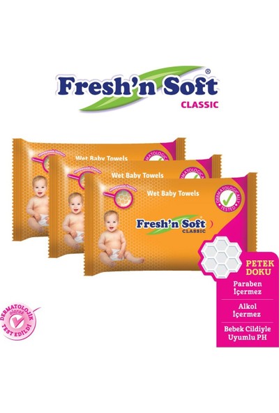 Fresh'n Soft Classic Islak Bebek Havlusu 3l'ü Paket 150 'li Fresh'n Soft Classic Islak Bebek Havlusu 3l'ü Paket 150 'li