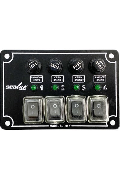 Sealux 4 Anahtarlı Yatay Switch Panel Sigorta Paneli Sealux 4 Anahtarlı Yatay Switch Panel Sigorta Paneli