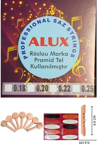 Alux Röslau Pyramid Kalite Uzun Sap Takım Saz Teli(0.20)+10 Adet Tezene + 1 Adet Eşik + 7 Adet Burgu Alux Röslau Pyramid Kalite Uzun Sap Takım Saz Teli(0.20)+10 Adet Tezene + 1 Adet Eşik + 7 Adet Burgu