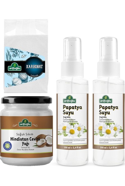 Arifoğlu Saç Açma ve Saç Bakımı 4 Lü Set Papatya Suyu Hindistan Cevizi Yağı Karbonat