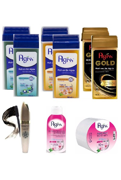 Agiss Roll-On Sir Ağda 6 Adet + Ağda Bezi Rulo 10 mt + Volume Mascara SIYAH10 mt + Temizleme ve Masaj Yağı 150 ml Agiss Roll-On Sir Ağda 6 Adet + Ağda Bezi Rulo 10 mt + Volume Mascara SIYAH10 mt + Temizleme ve Masaj Yağı 150 ml